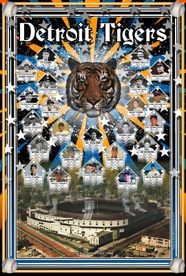 DETROIT TIGERS BASEBALL FAMOUS PLAYERS POSTER by Detroit Artist Carl ...