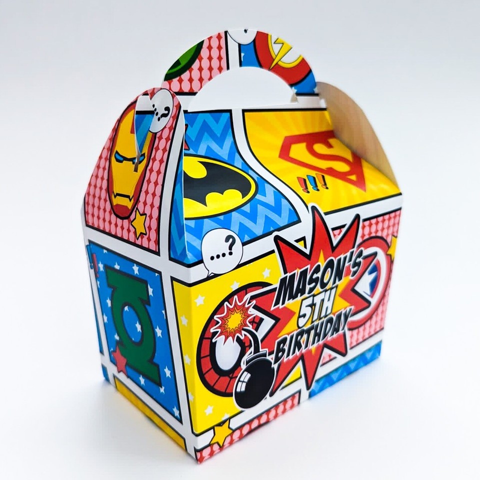 Marvel Superhero Comic Children's Personalised Party Boxes Favour | eBay UK