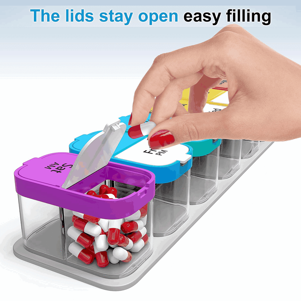 Extra Large Weekly Pill Organizer XL Daily Pill Box 7 Day Am Pm Jumbo ...