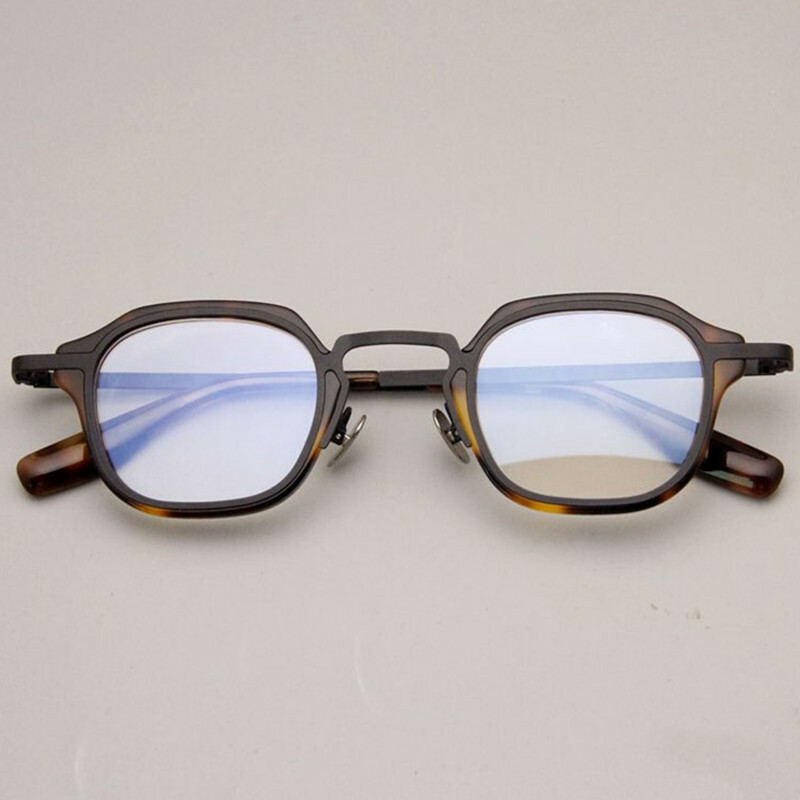 Vintage Small Square Eyeglasses Frames Acetate Metal Hand Made Glasses ...