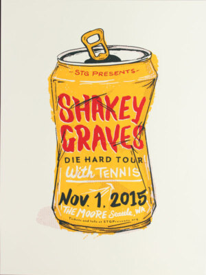 Shakey Graves Die Hard Tour with Tennis 2015 Poster Moore Theatre ...