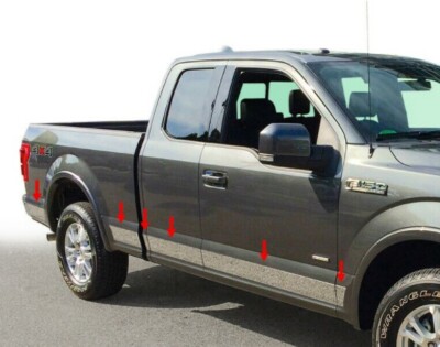 2015-2020 F-150 Super Cab 6.5' Bed Chrome Rocker Panel Trim Stainless ...