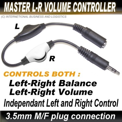 3.5mm AUDIO BALANCE VOLUME CONTROL Headphones Earphones Speaker in line ...