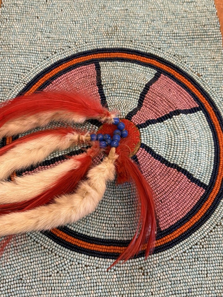 Antique Native American Plateau Beaded Blanket Strip Pinwheel Design ...