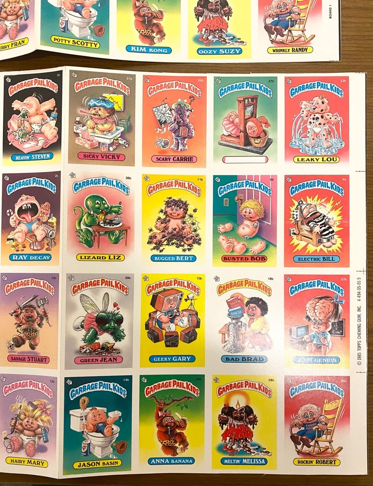 HOLY GRAIL 1/1 1985 GPK Topps Original Series 1 BLANK BACK Uncut Sheets ...
