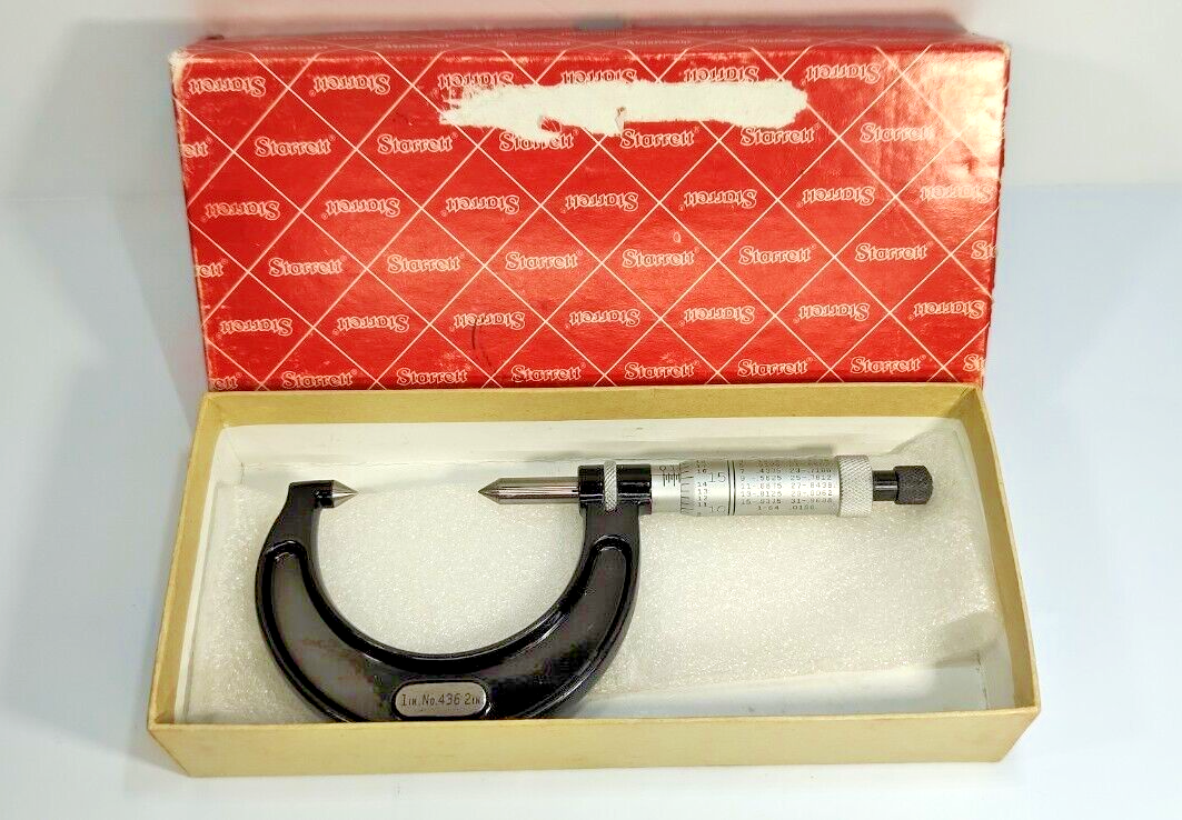 STARRETT NO. 436 1-2" SCREW THREAD COMPARATOR POINT MICROMETER RATCHET ...