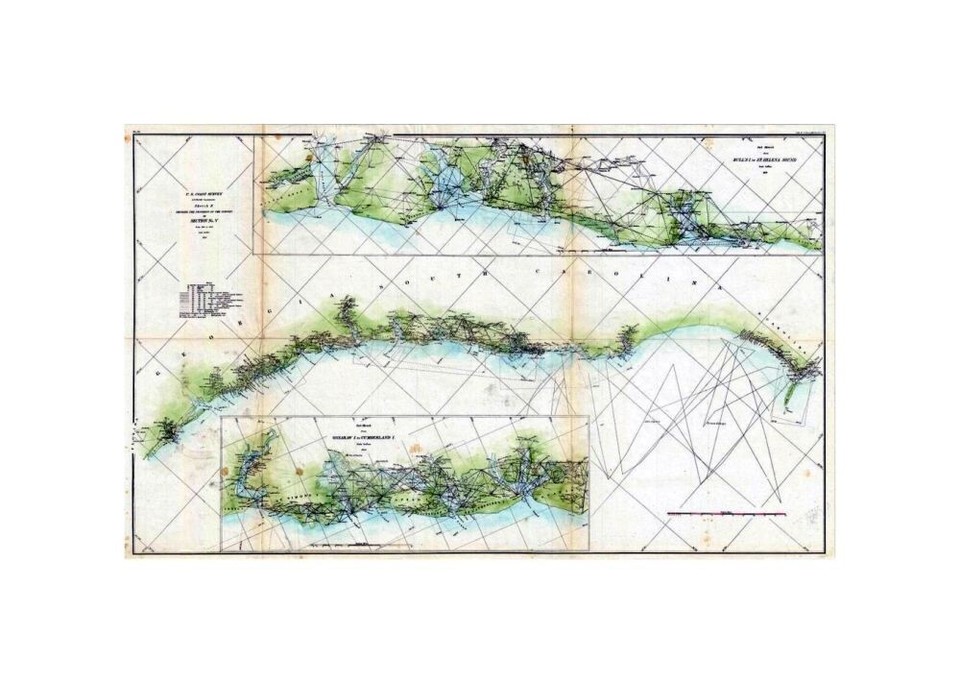 1859 U.S. Coast Survey Antique of the Coast of Georgia and South ...