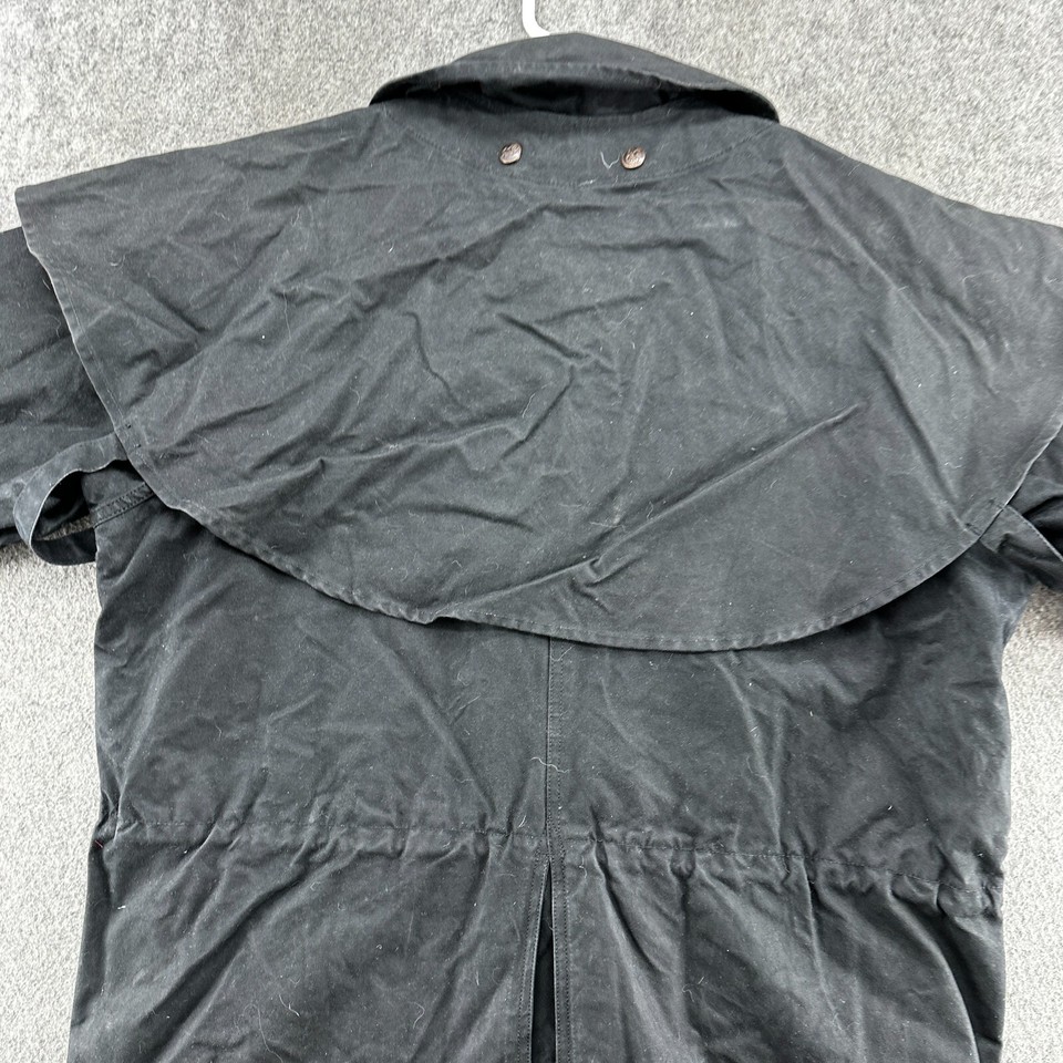 VTG Outback Trading Co Jacket Mens S Black Oilskin Wax Duster Saddle ...