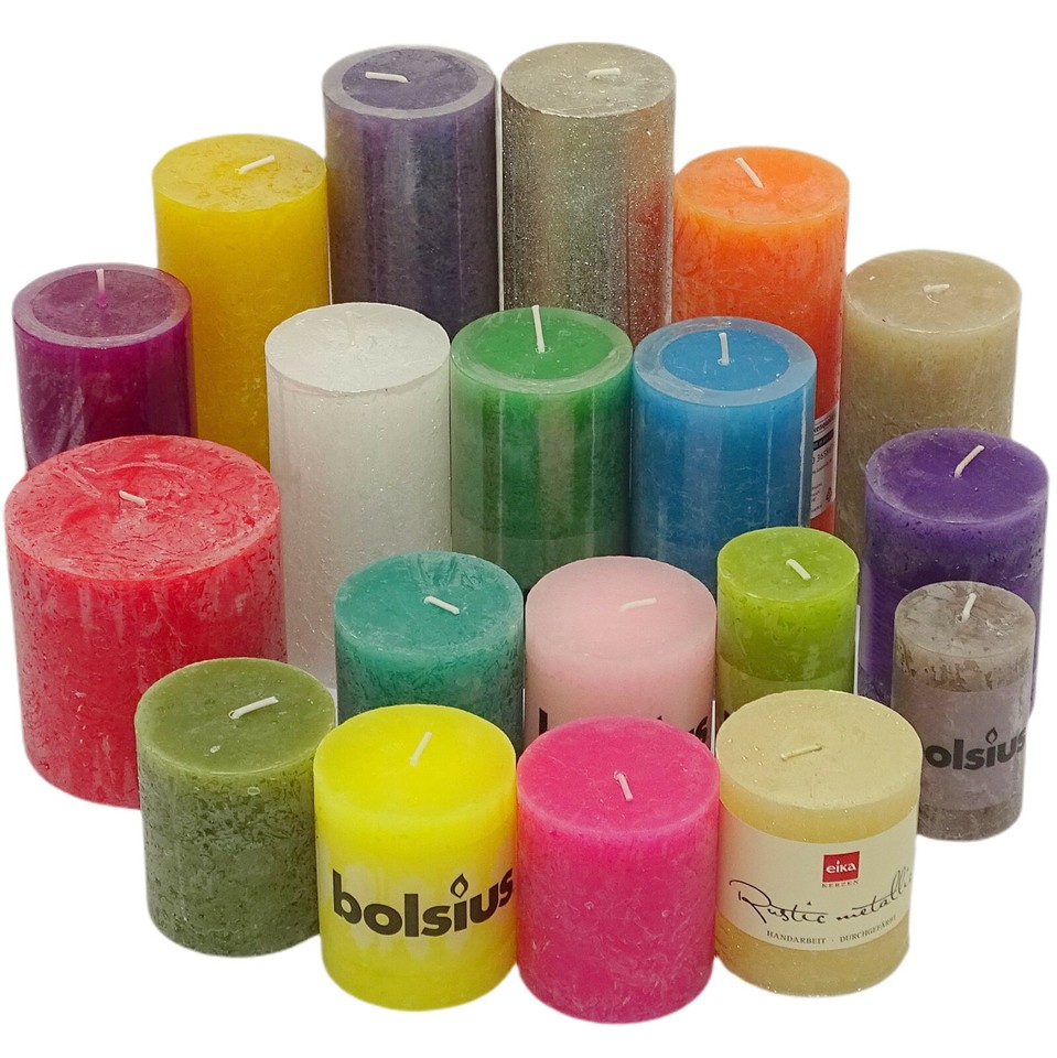 6 kg Rustic Stumpenkerzen Set Kerzen Paket Mix Rustik gemischt nach ...