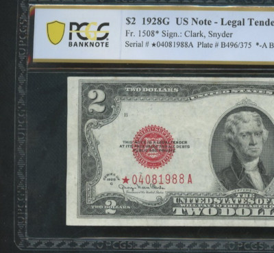 1928G US Legal Tender $2 dollars Fr# 1580* PCGS 50 STAR NOTE (BIRTHDAY ...