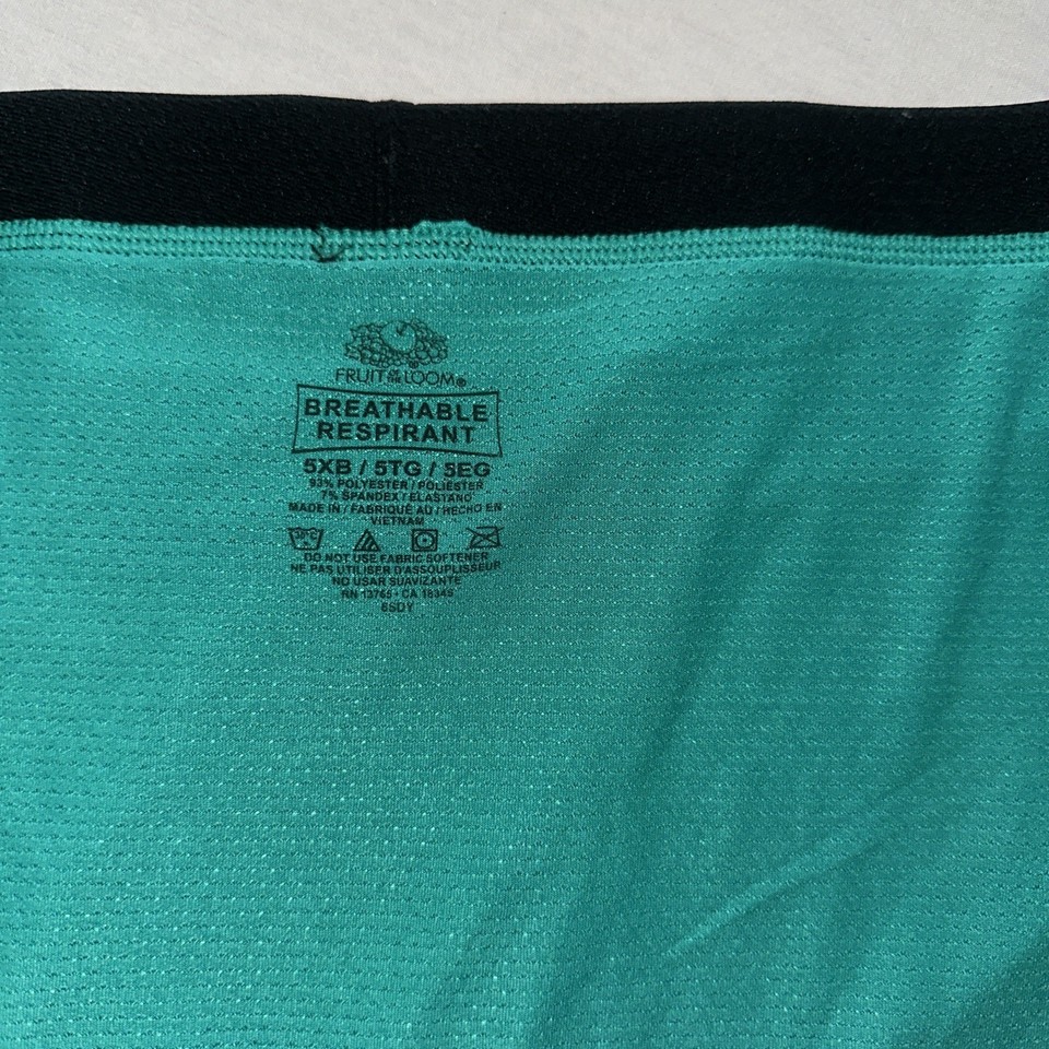 Mens Size 5XB Fruit Of The Loom Green Boxer Briefs | eBay