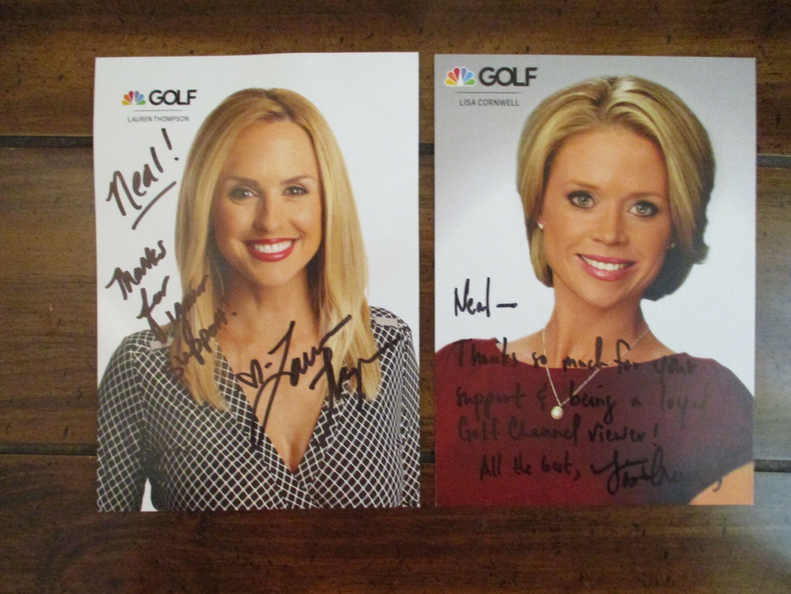 LAUREN THOMPSON/LISA CORNWELL("GolfNow/Golf Central")Signed 5 x 7 Color ...
