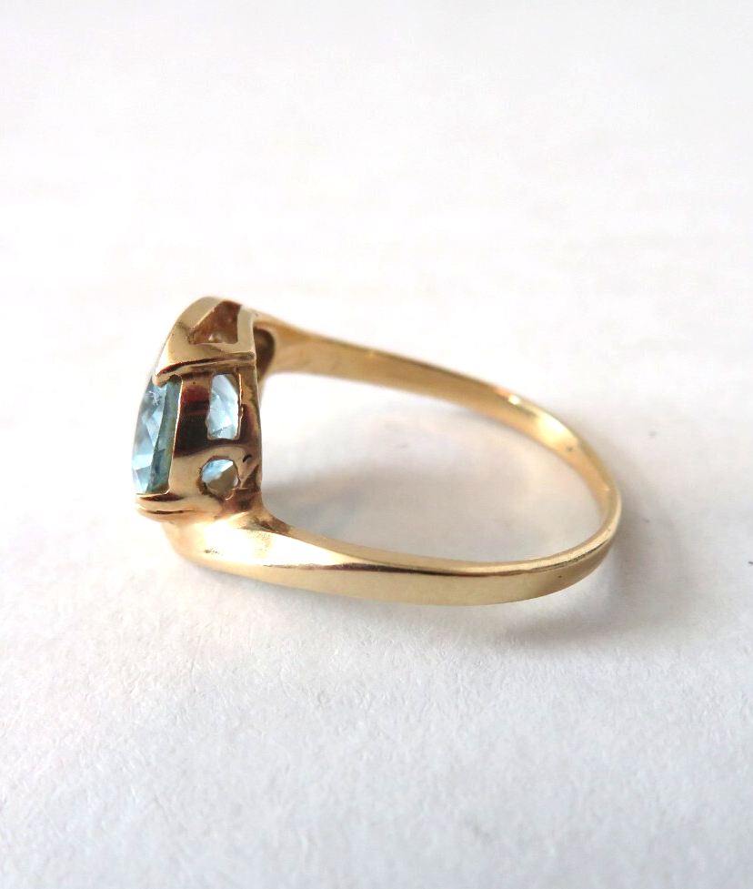 Vintage KF 14KP Gold & Sky Blue Topaz Ring Size 5 | eBay