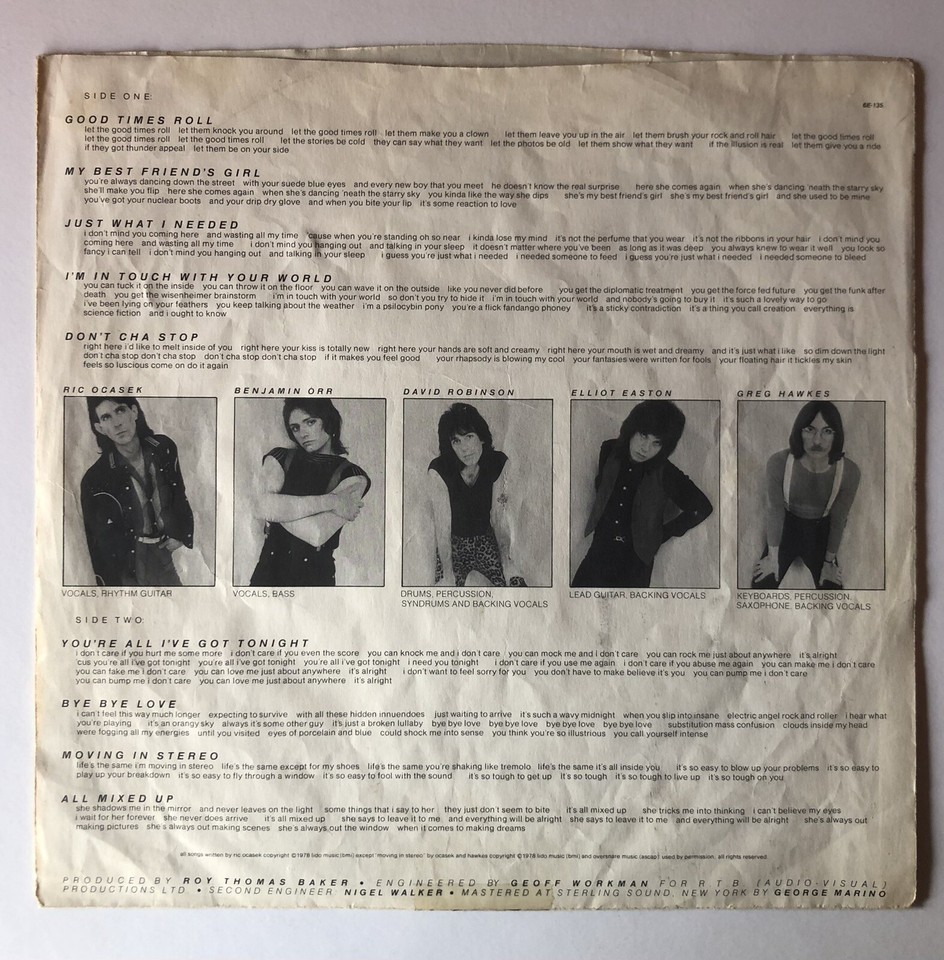 THE CARS Debut Album includes My Best friends Girl -RIP Benjamin Orr ...