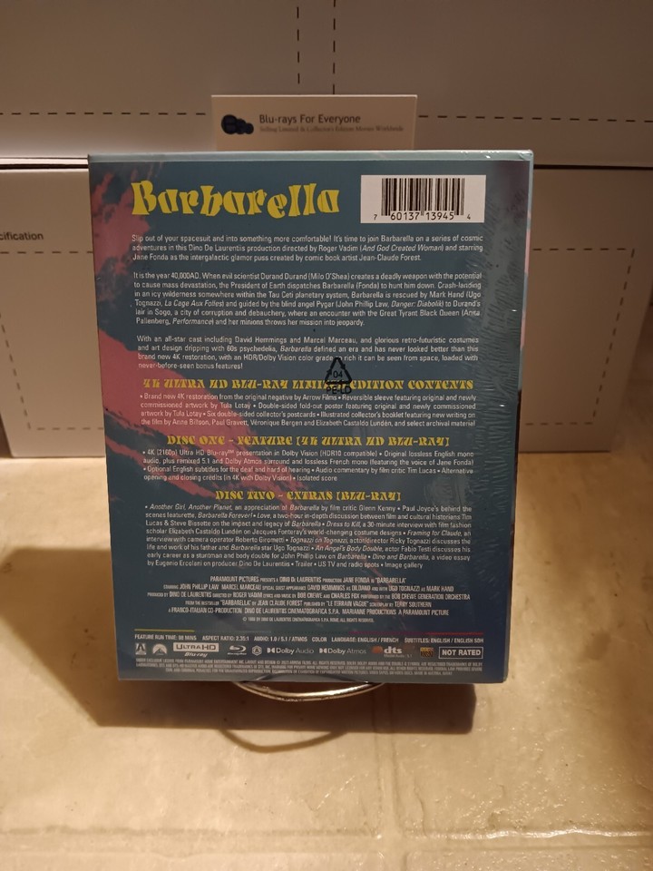 Barbarella 4K Limited Edition UHD Blu-ray [1968] Arrow Slip Box - Ships ...