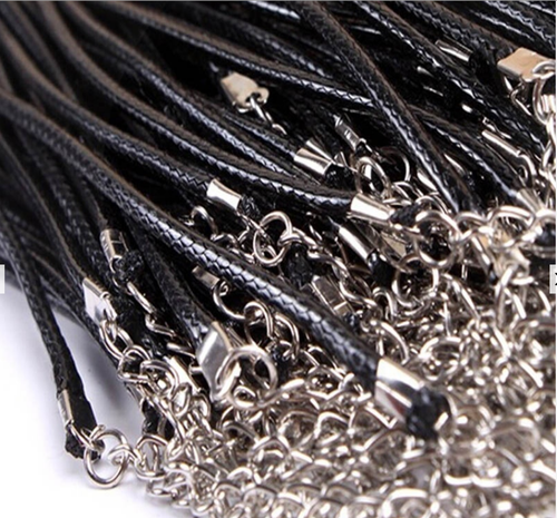 2mm Black Wax Cotton thread Necklace Rope 45cm Chain Lobster Clasp ...