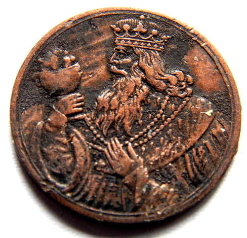 INTERESTING VINTAGE LOVE TOKEN? WITH INITIALS M R C AND KING HOLDING A ...