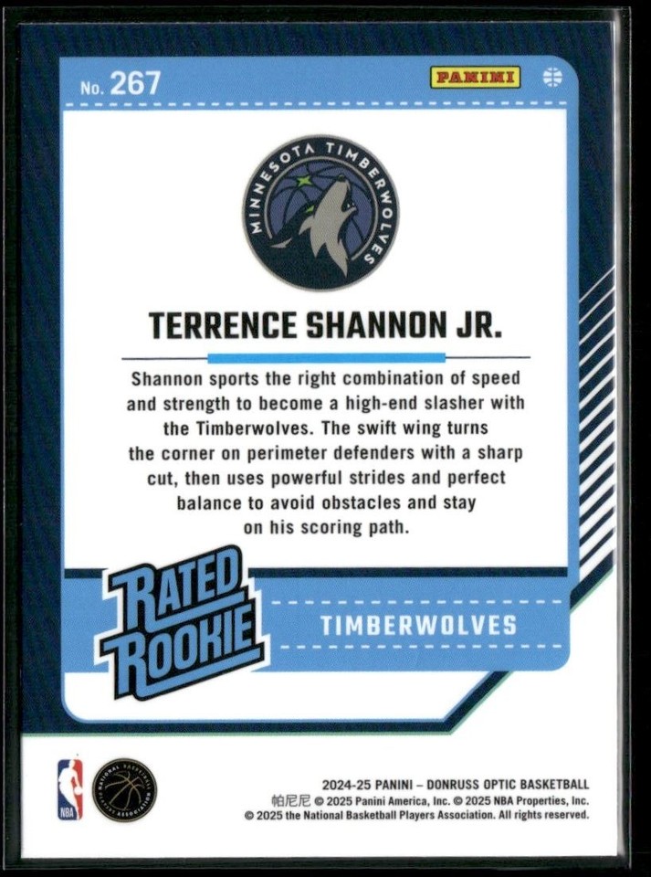 Terrence Shannon Jr. 2024-25 Donruss Optic Rookie Minnesota ...