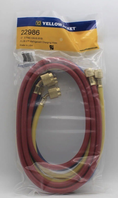 YELLOW JACKET 22986 45 Degree 3-Piece Hose Set with SealRight Fittings ...