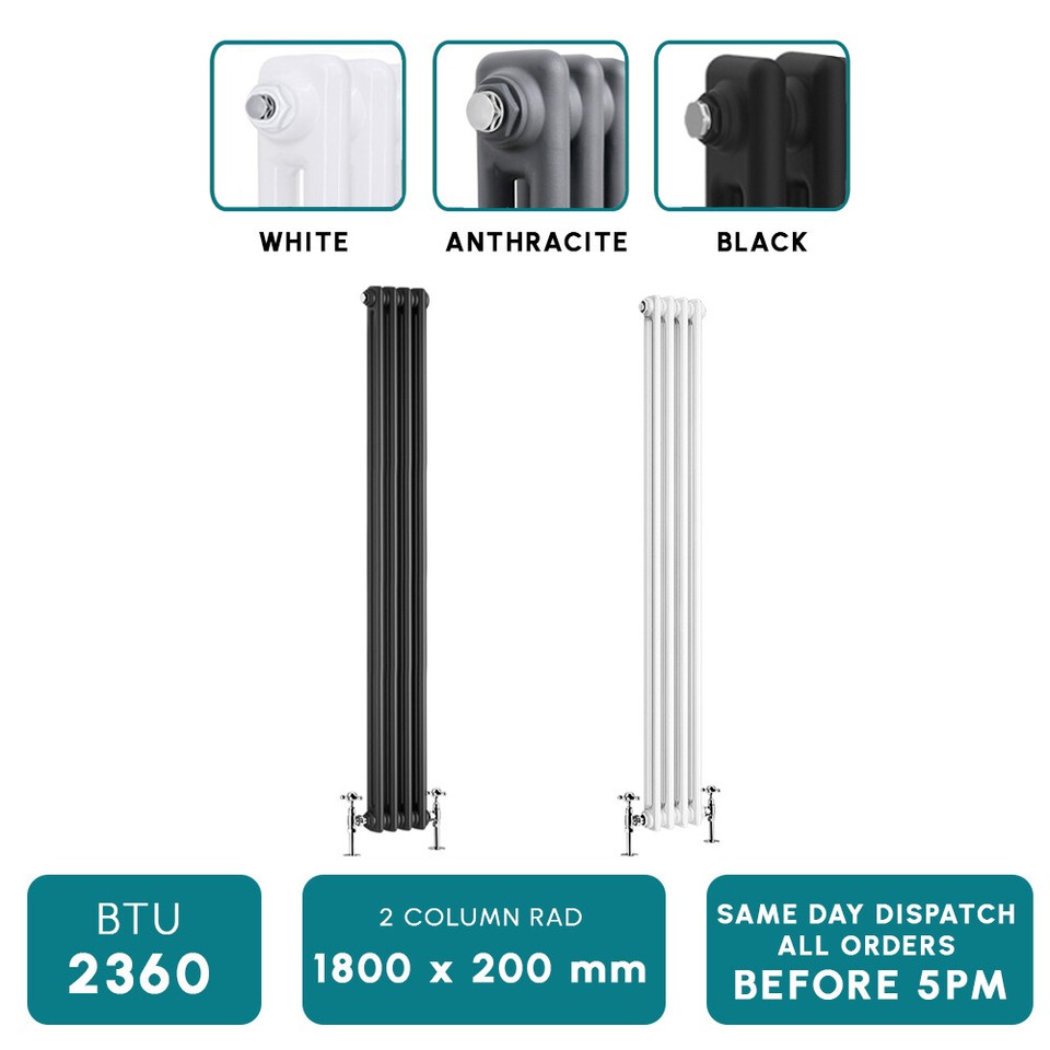 Anthracite White Black Traditional Cast Iron Style Radiator 2 3 4 ...