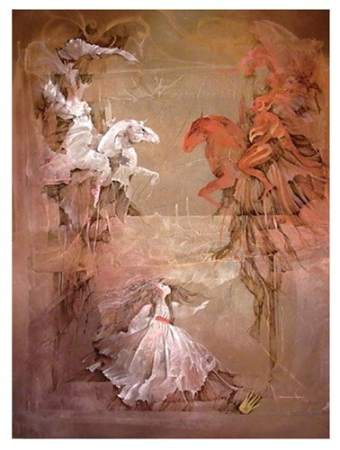 ANNE BACHELIER -WHITE KNIGHT-RED KNIGHT-ALICE- LITHO. SIGNED-NUMBERED ...
