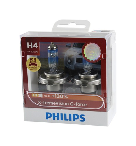 Genuine PHILIPS Extreme Vision G-Force H4 Globe 12V 60/55W Twin Pack ...