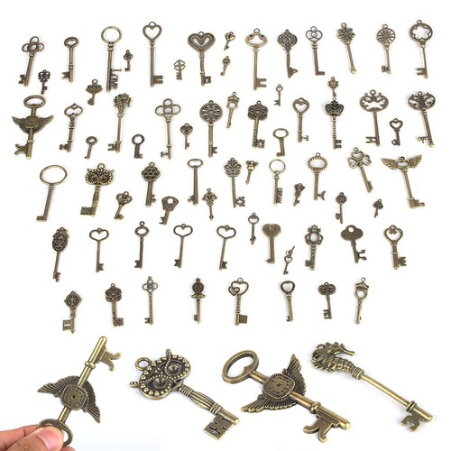 69Pcs Vintage Old Look Ornate Skeleton Keys Fancy Heart Bow Ornate ...