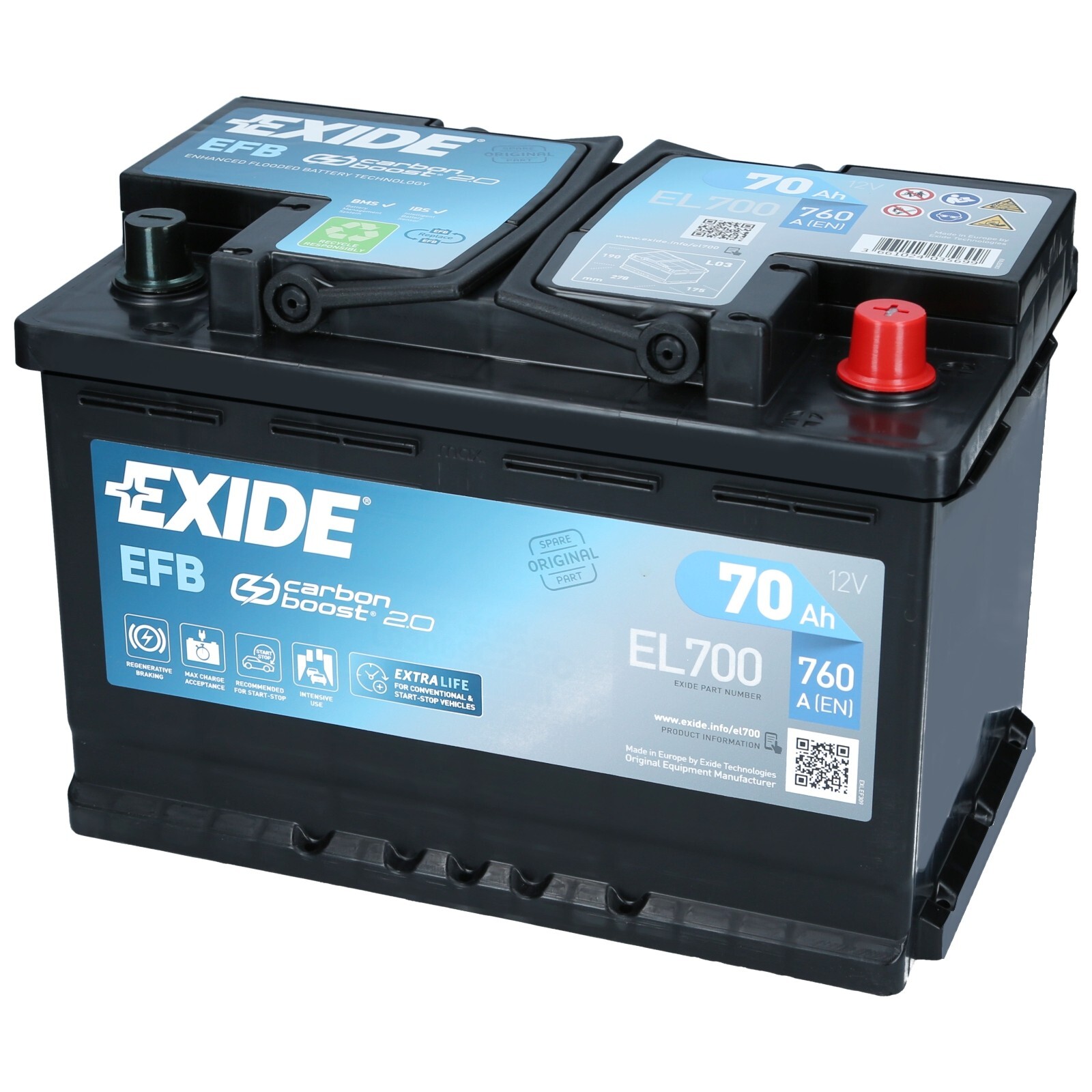Exide EFB EL700 70Ah 760A Autobatterie Starterbatterie L3 | eBay.de