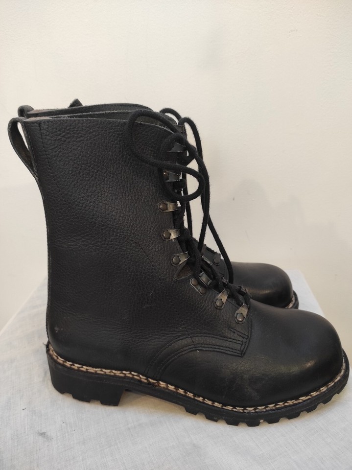 Authentic German army black leather para boots combat military ...