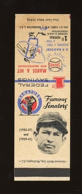 1959-1960 1st Federal Savings Washington Senators Matchbooks Buddy Myer ...