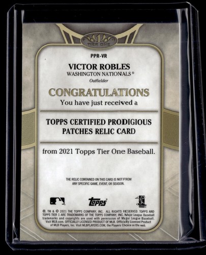 2022 Topps Tier One - Prodigious Patches #PPR-VR Victor Robles #/10 | eBay
