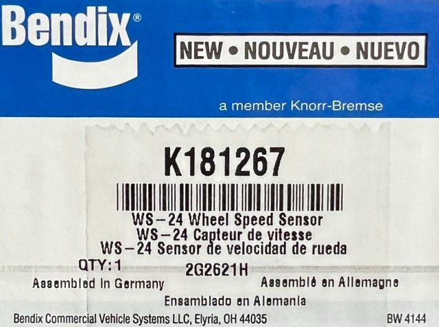 Bendix Ws-24 Wheel Speed Sensor K181267 for sale online | eBay