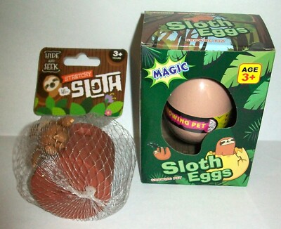 2 x SLOTH ACTIVITY TOYS 'Sloth Eggs' & 'Stretchy Sloth' suit 3+ years ...