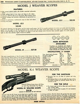 1960 Print Ad of Weaver Model J Rifle Scopes J2.5 J4 & Model K1 Weaver ...