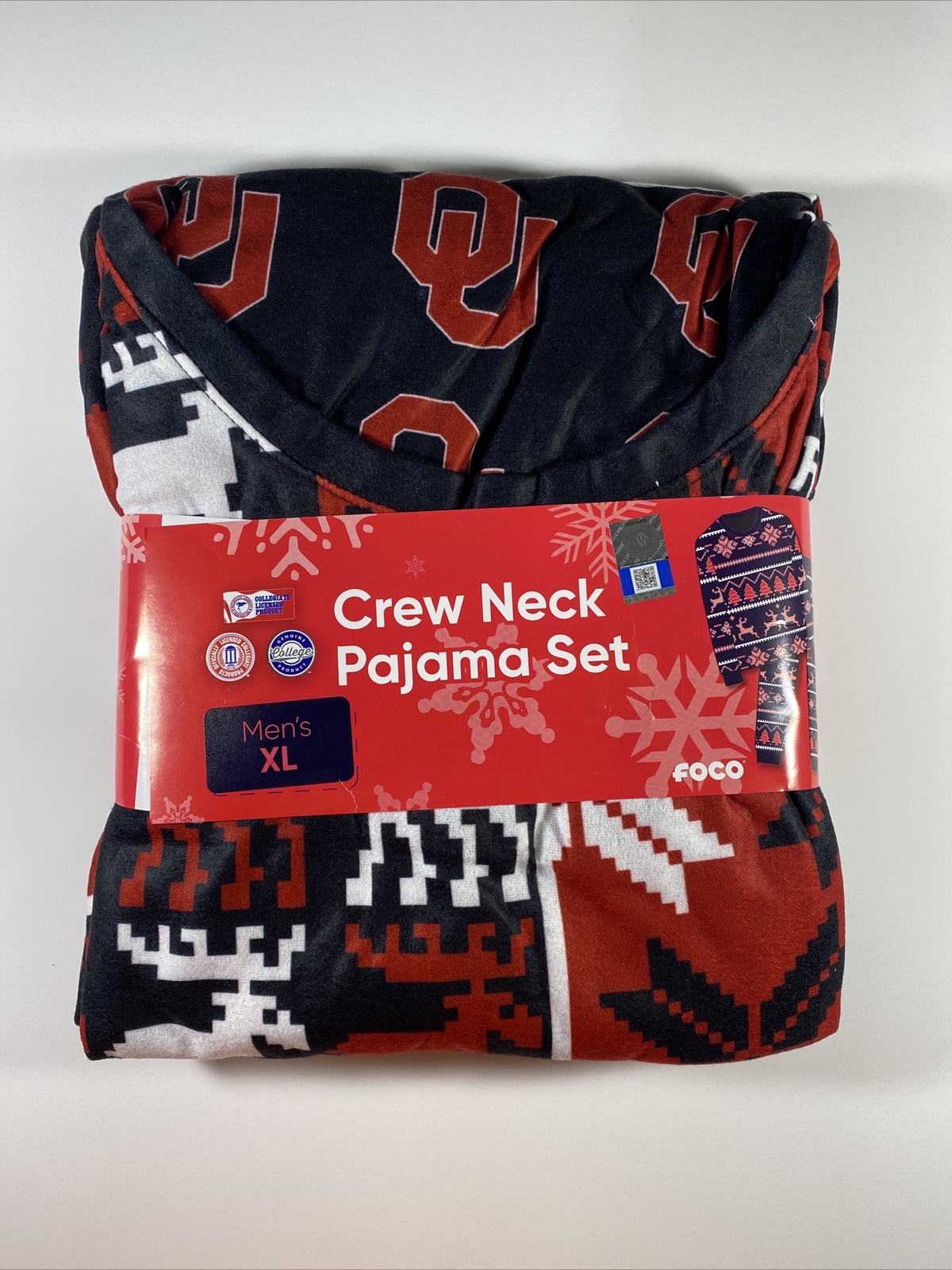 Oklahoma Sooners FOCO - New Crew Neck Pajama Set- Size Men's XL Extra Large | eBay