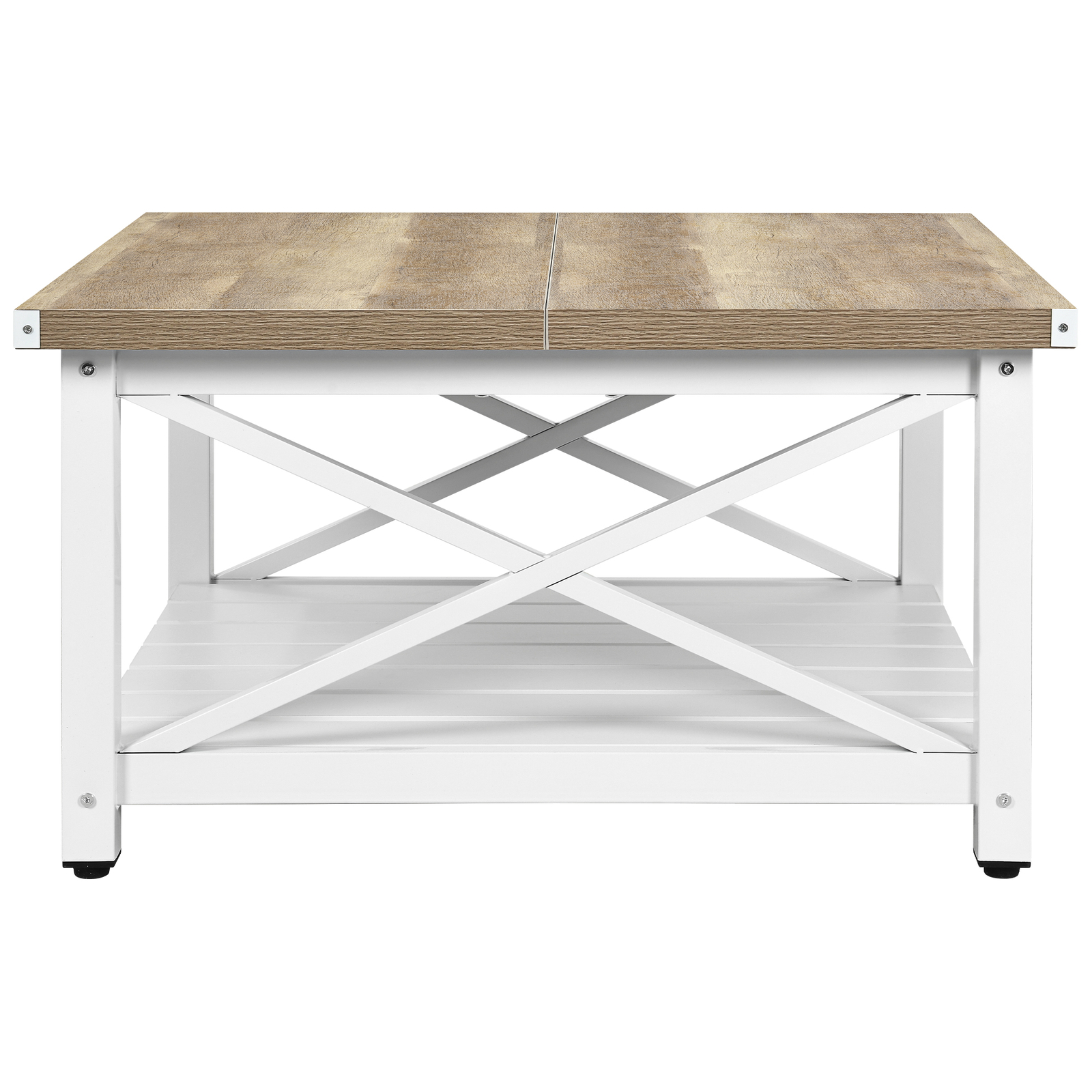 Modern Farmhouse Coffee Table Wood Square Center Table with Open ...