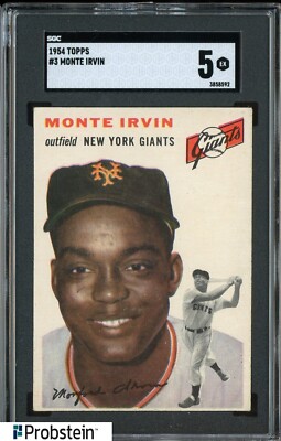 1954 Topps #3 Monte Irvin New York Giants HOF SGC 5 EX | eBay