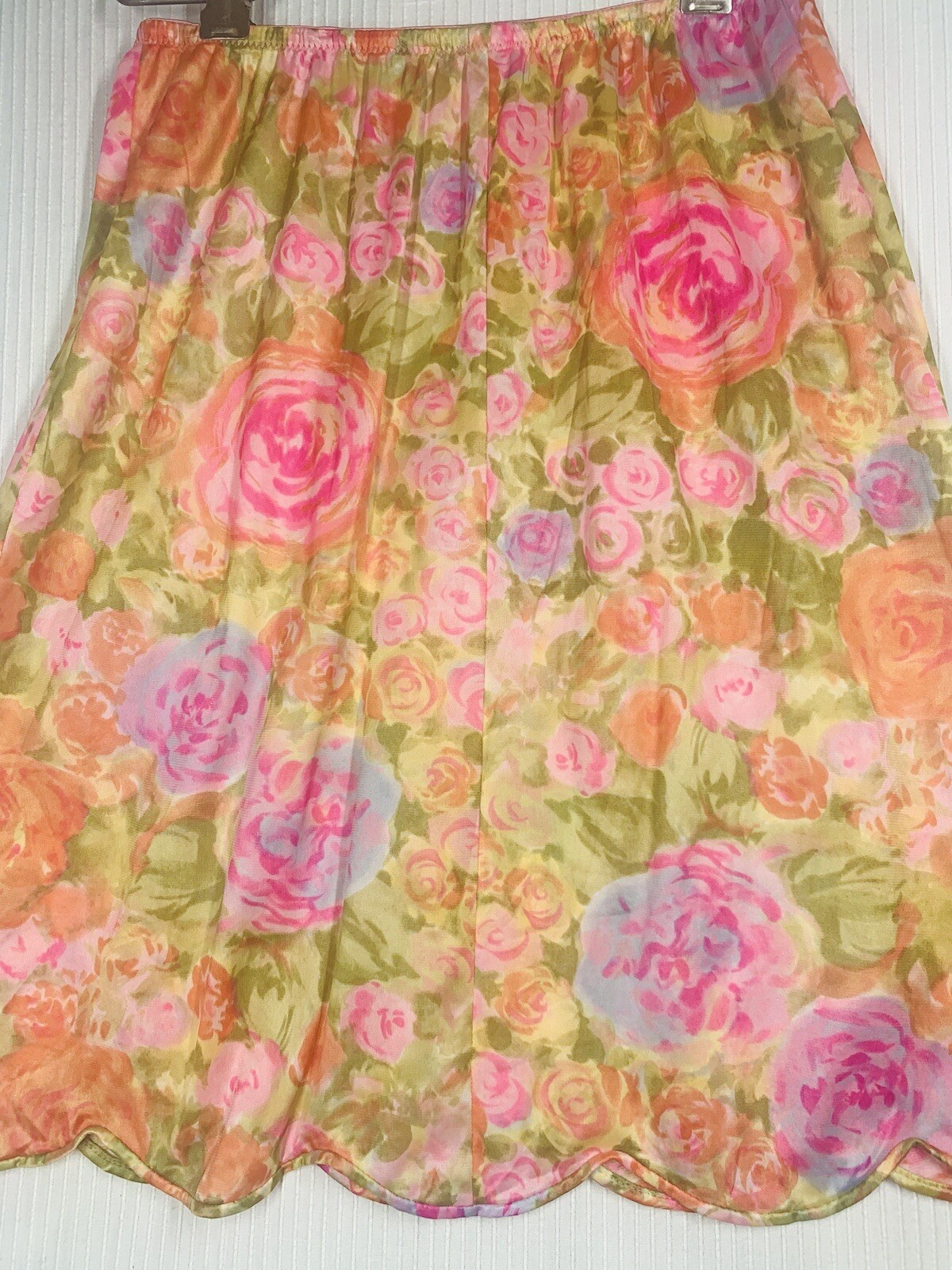 Vtg 60s Vanity Fair Half Slip Pink Roses Peony Silky … - Gem
