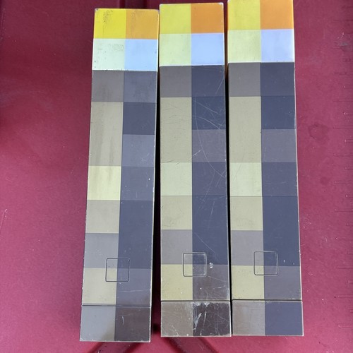 3 MINECRAFT Light-Up Torches 11" ThinkGeek Wall Mount 2012 *Works ...