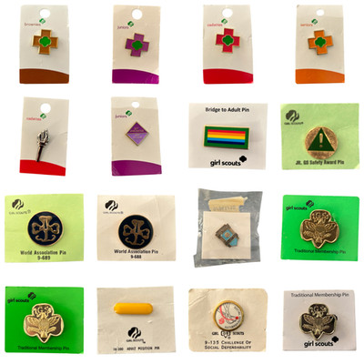 NEW Girl Scout Pins Membership Safety Faith Silver Torch Vintage and ...