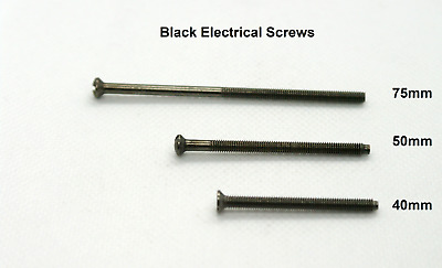Black Electrical Screws for fixing Sockets Plugs or Switches 75mm 50mm ...