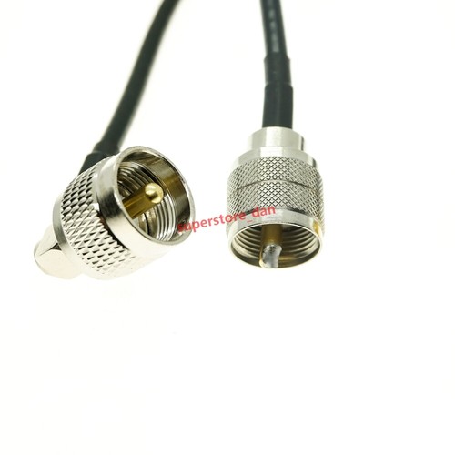 UHF Male Right Angle to UHF Male PL259 PL-259 Plug Pigtail Jumper RG58 ...