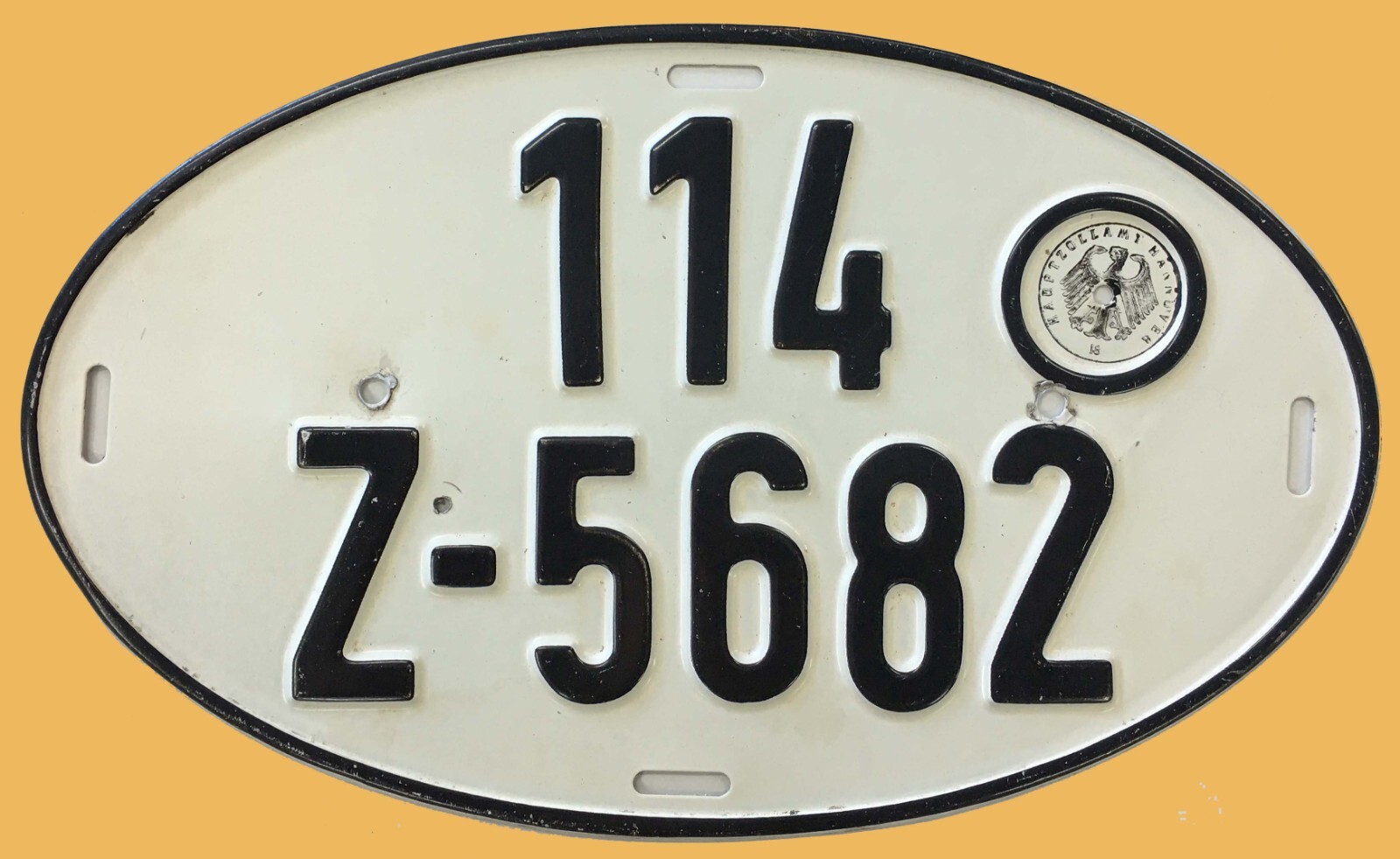 Vintage Germany 1960s Exempt Hannover Customs Department Oval License ...