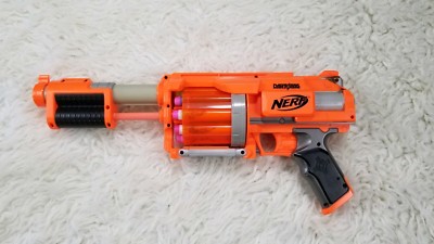 NERF Dart Tag Gun Orange Fury Fire Blaster Revolving Pump Shooter 10 ...
