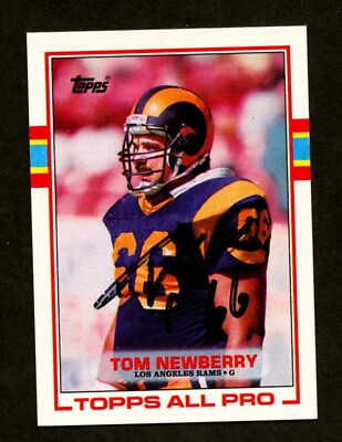 1989 Topps Tom Newberry #123 Autographed Rookie Card ~ Los Angeles Rams ...