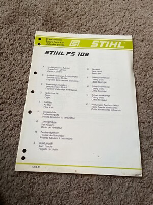 vintage Stihl FS 108 1994-11 Stihl equipment spare part list manual | eBay