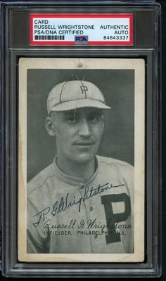 Russell Wrightstone Autographed 1923-24 Exhibit Post Card Phillies PSA ...