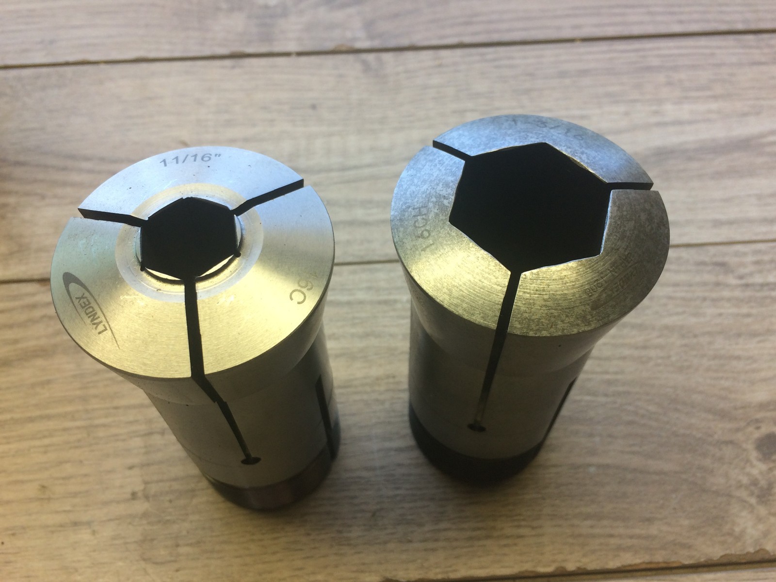 PAIR OF LYNDEX 16C COLLETS 1 3/16" & 1 1/16" W/ INTERNAL THREADS | eBay