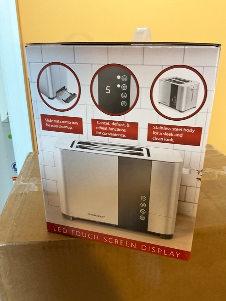 Brookstone Stainless Steel Touch Screen LED Display 2 Slice Toaster | eBay