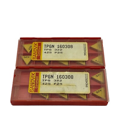 NEW LOT OF 18 Sandvik TPG 322 Carbide Inserts Grade 425 P25 TPGN 16 03 08 | eBay